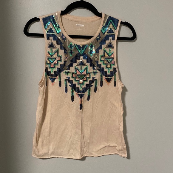Express | Tops | Sequin Aztec Tank | Poshmark